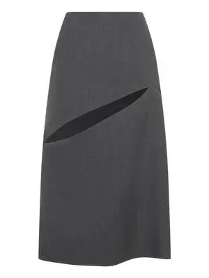 JIL SANDER Virgin Wool Midi Skirt - Gray