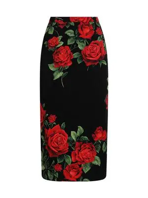 Dolce & Gabbana Stretch Silk Midi Skirt - Multicolor