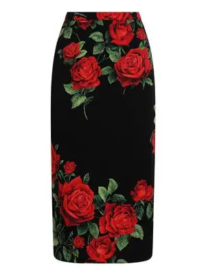 Dolce & Gabbana Stretch Silk Midi Skirt - Multicolor