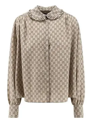 Gucci Silk Shirt With Gg Print - Multicolor