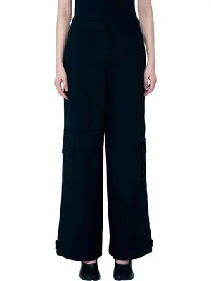 GANNI Solid Twill Suiting Cargo Pants - Black