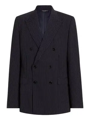 Dolce & Gabbana Martini Light Double-breasted Pinstriped Wool Blazer - Multicolor