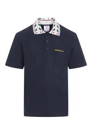 Casablanca Laurel Piqué Polo - Blue