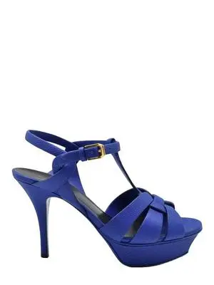 Saint Laurent Leather Tribute Sandals - Blue