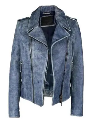 Philipp Plein Leather Perfecto Jacket - Blue
