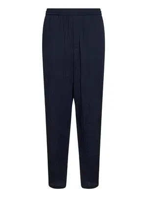 GIORGIO ARMANI Giorgio Armani Men Dark Navy Froissé Lyocell Blend Flat Front Trousers