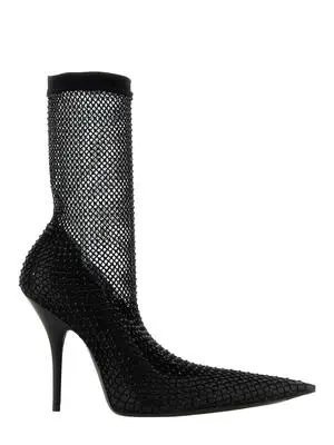 Balenciaga Nappa Leather And Mesh Avenue Ankle Boots - Black