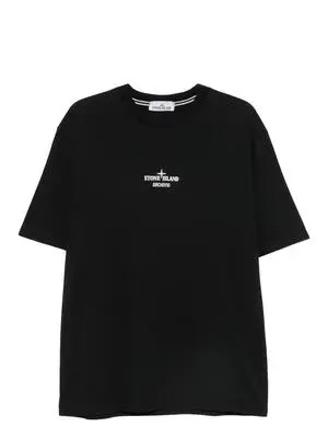 Stone Island Regular Fit T-shirt With `archivio` Print - Black