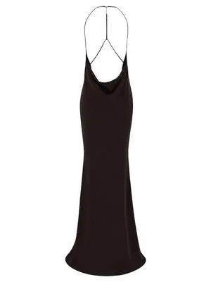 TOM FORD Silk Halter Maxi Dress - Brown