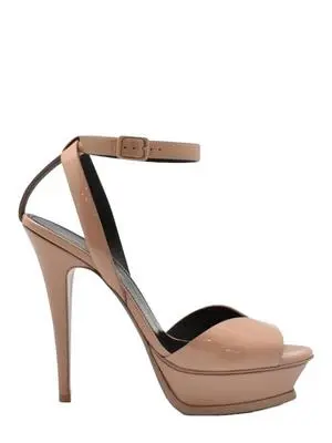 Saint Laurent Patent Leather Tribute Lips Sandals - Pink