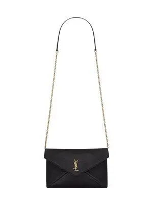 Saint Laurent Cassandre Small Lambskin Chain Clutch - Black