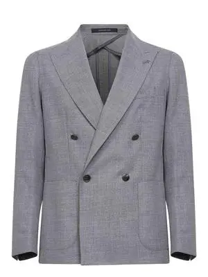 Tagliatore Silver Grey Stretch Virgin Wool Montecarlo Double-breasted Blazer - Multicolor