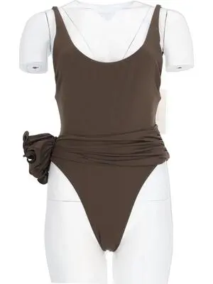 Magda Butrym Costume Da Bagno Intero Con Dettaglio Arricciato - Brown