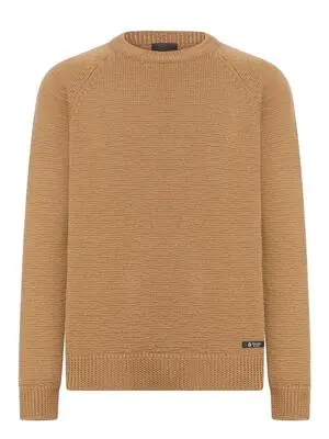 Prada Crew Neck Sweater In Virgin Wool - Brown