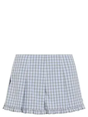 Miu Miu Cotton Checked Mini Skirt - White
