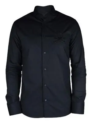 Philipp Plein Diamond Cut Ls Skull Shirt - Black