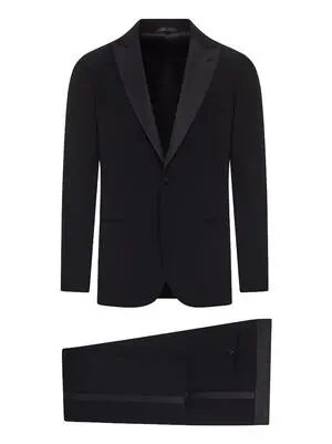 Giorgio Armani Classic Single-breasted Tuxedo With Satin Lapel - Black