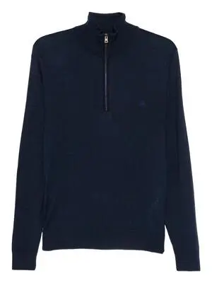 Etro Etro Men Fuji Knitted Quarter Zip Jumper Blue