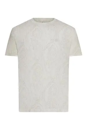 Etro Cotton T-shirt With Arnica Pattern - Cream