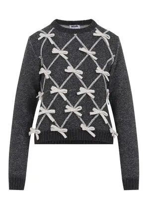 Moschino Wool-blend Bow Sweater - Gray