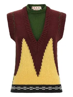 Marni Wool Trompe L'oeil Knit Vest - Multicolor