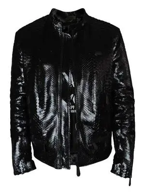 Philipp Plein Python Biker Jacket - Black