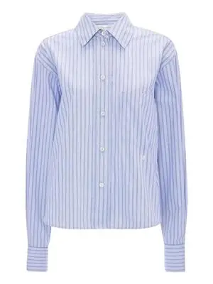 Victoria Beckham Ellys Striped Cotton Shirt - Blue