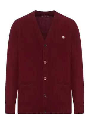 Gucci Cashmere Cardigan With Logo On The Chest - Red