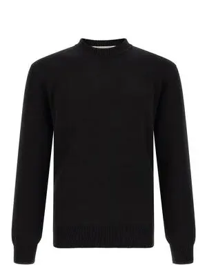 GOLDEN GOOSE Ribbed Crew Neck Sweater With Logo - Black