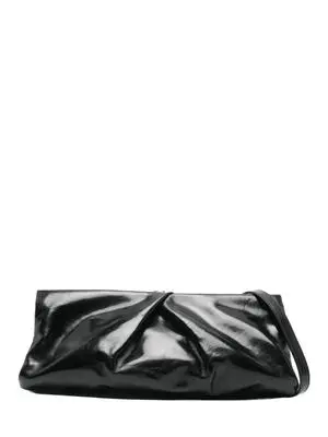 Dries Van Noten Large Leather Clutch Bag, With Detachable Adjustable Shoulder Strap - Black