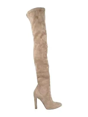 Ralph Lauren Suede Thigh-high Boots - Cream