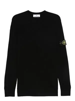 Stone Island Virgin Wool Crewneck Sweater - Black
