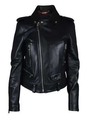 Philipp Plein Leather Perfecto Jacket - Black