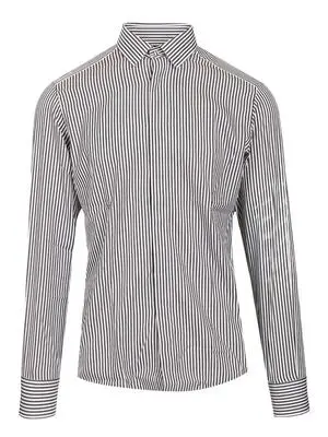 TOM FORD Tom Ford Men Silk Cotton Ladder Stripe Classic Fit Shirt Multicolor