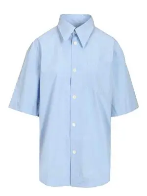 AMI Paris Short-sleeved Poplin Shirt - Blue