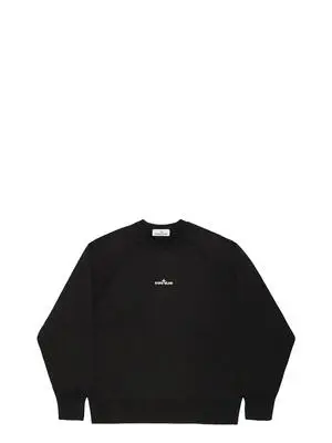 Stone Island Crewneck Sweatshirt In Cotton Fleece With `desert` Print - Black