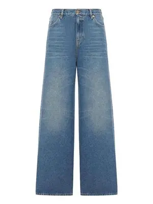 GOLDEN GOOSE Wide Leg Five-pocket Jeans - Blue