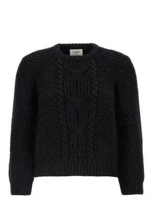 Saint Laurent Textured Crew Neck Sweater - Black