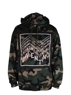 Valentino Garavani Camouflage Logo Print Hoodie - Yellow