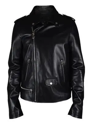Philipp Plein Leather Biker Jacket - Black
