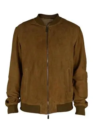 BILLIONAIRE Suede Bomber Jacket - Brown