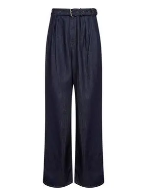 Dries Van Noten Indigo Denim Belted Wide-leg Jeans - Multicolor