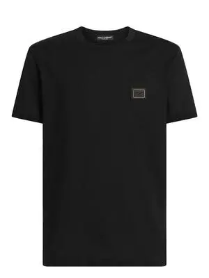 Dolce & Gabbana Cotton T-shirt With Plaque - Black