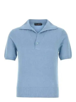Dolce & Gabbana Light Cotton Blend Polo Shirt - Blue