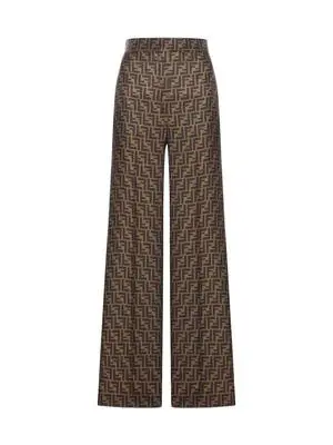 Fendi Ff Twill Trousers - Brown