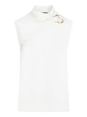 JIL SANDER JIL SANDER Draped Knitted Tank Top White