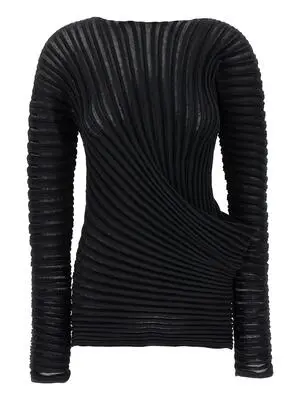 Issey Miyake Asymmetrical Knit Top - Black