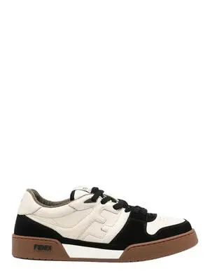 Fendi Leather And Suede Sneakers - Cream