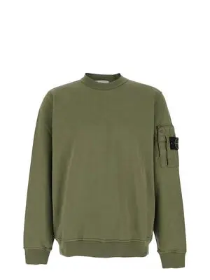 Stone Island Regular Fit Crewneck Midweight Sweatshirt With Pocket - Green