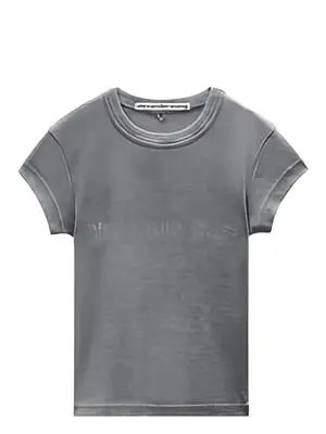 Alexander Wang ALEXANDER WANG Cotton Ribbed Crew Neck Short Sleeve T-Shirt Gray